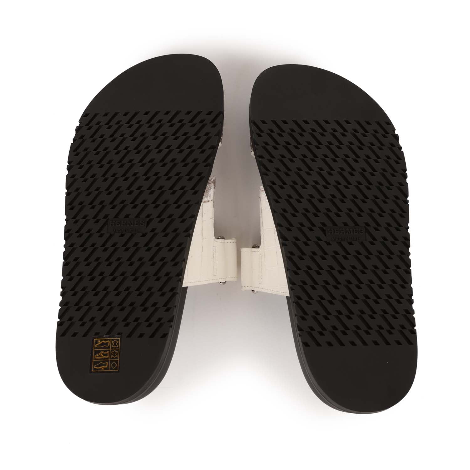 Hermes Chypre Sandals Himalaya Matte Crocodile Palladium Hardware 38 E