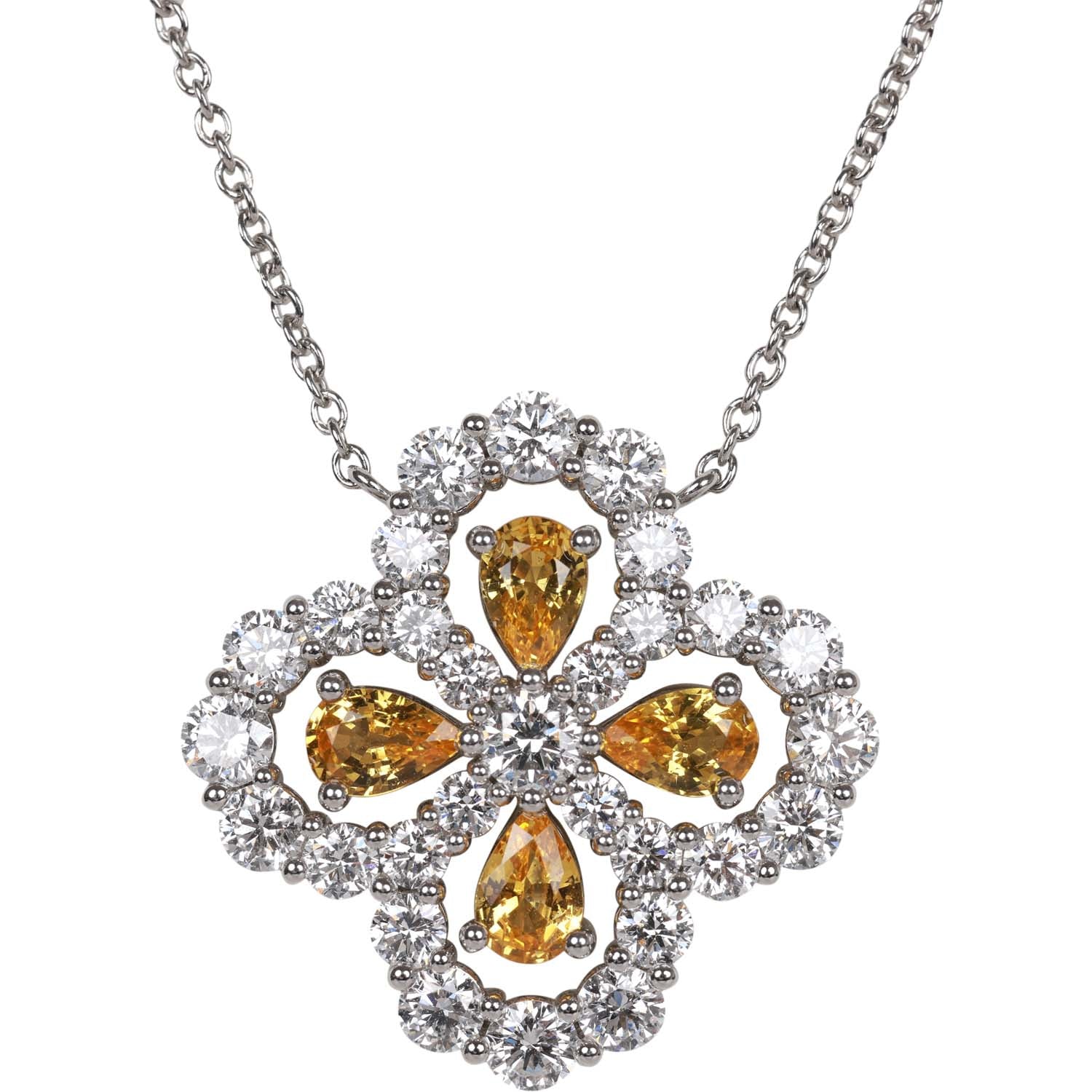 Harry Winston Loop Full Motif Pendant Yellow Sapphire and Diamond Plat