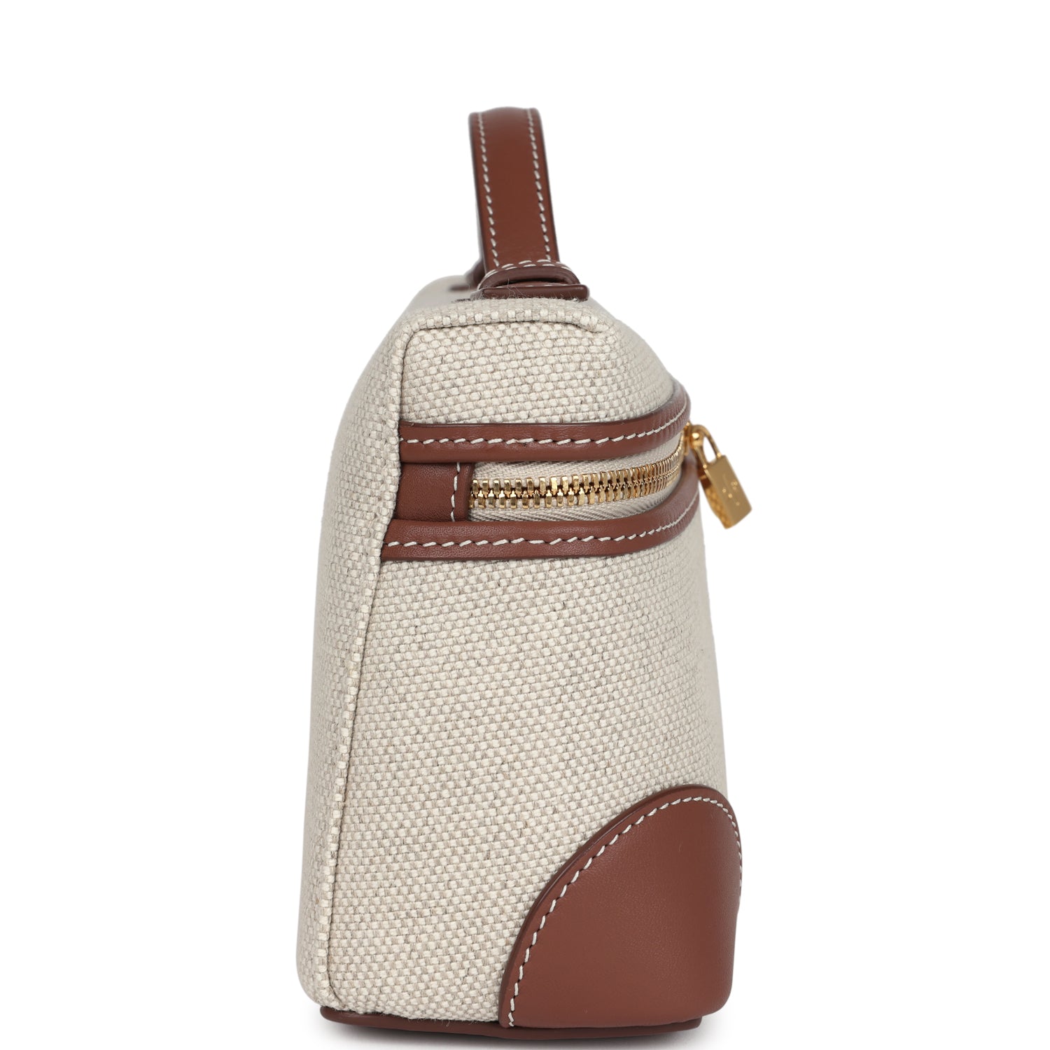 Loro Piana Extra Pocket L19 Pouch Natural and Sun Gold Linen Gold Hard