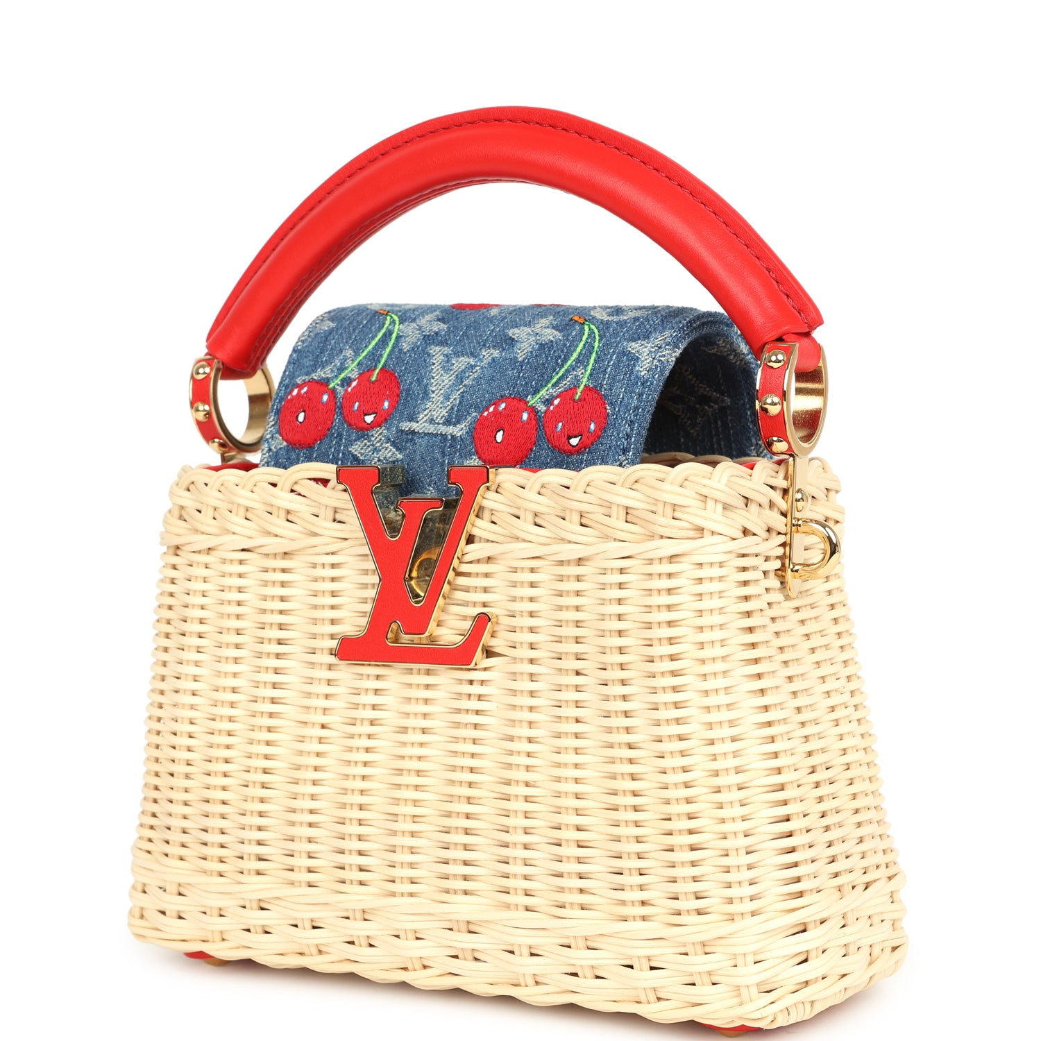 Louis Vuitton X Takashi Murakami Capucines Mini Red and Blue Monogram ...