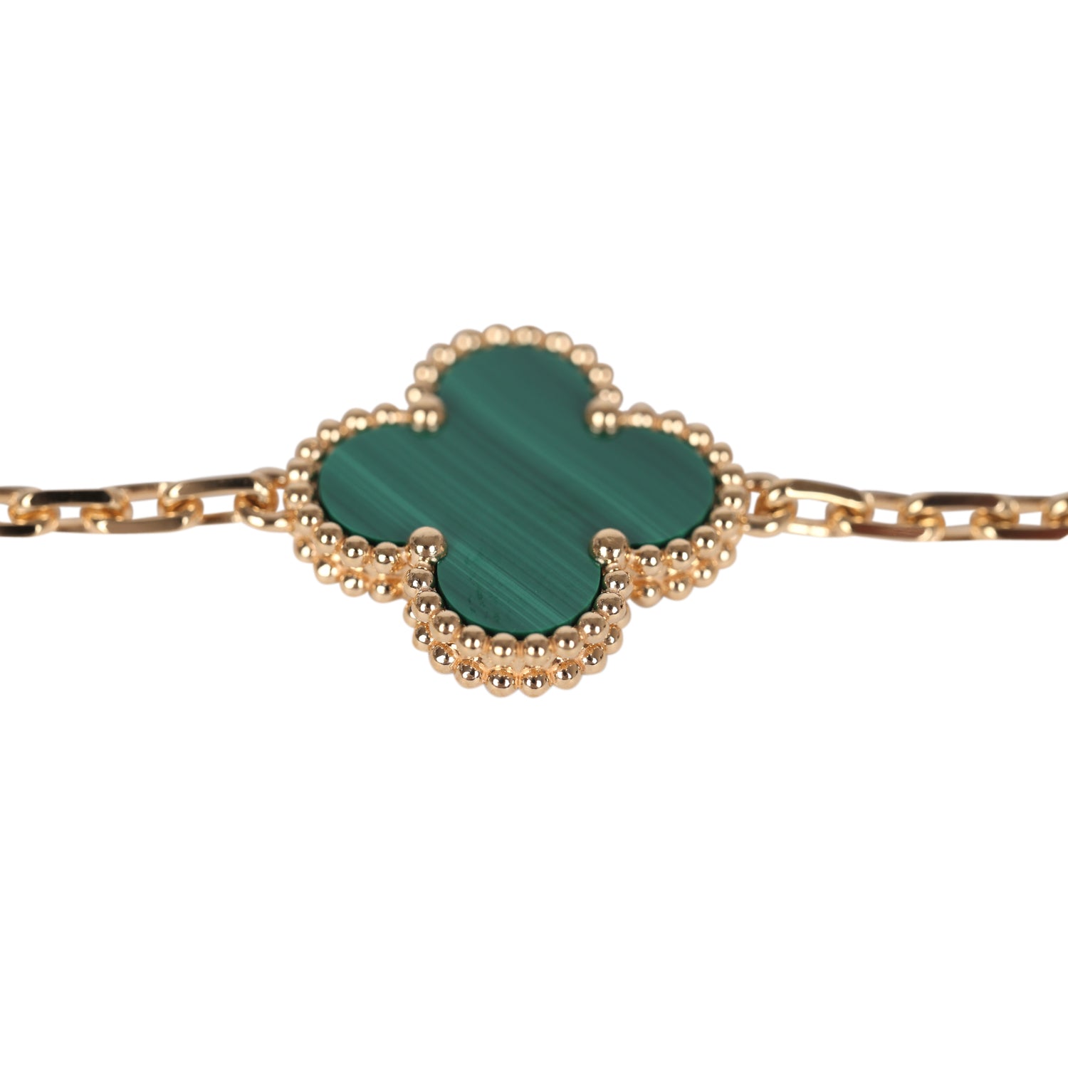Van Cleef & Arpels Vintage Alhambra 5 Motif Bracelet Malachite 18K Yel
