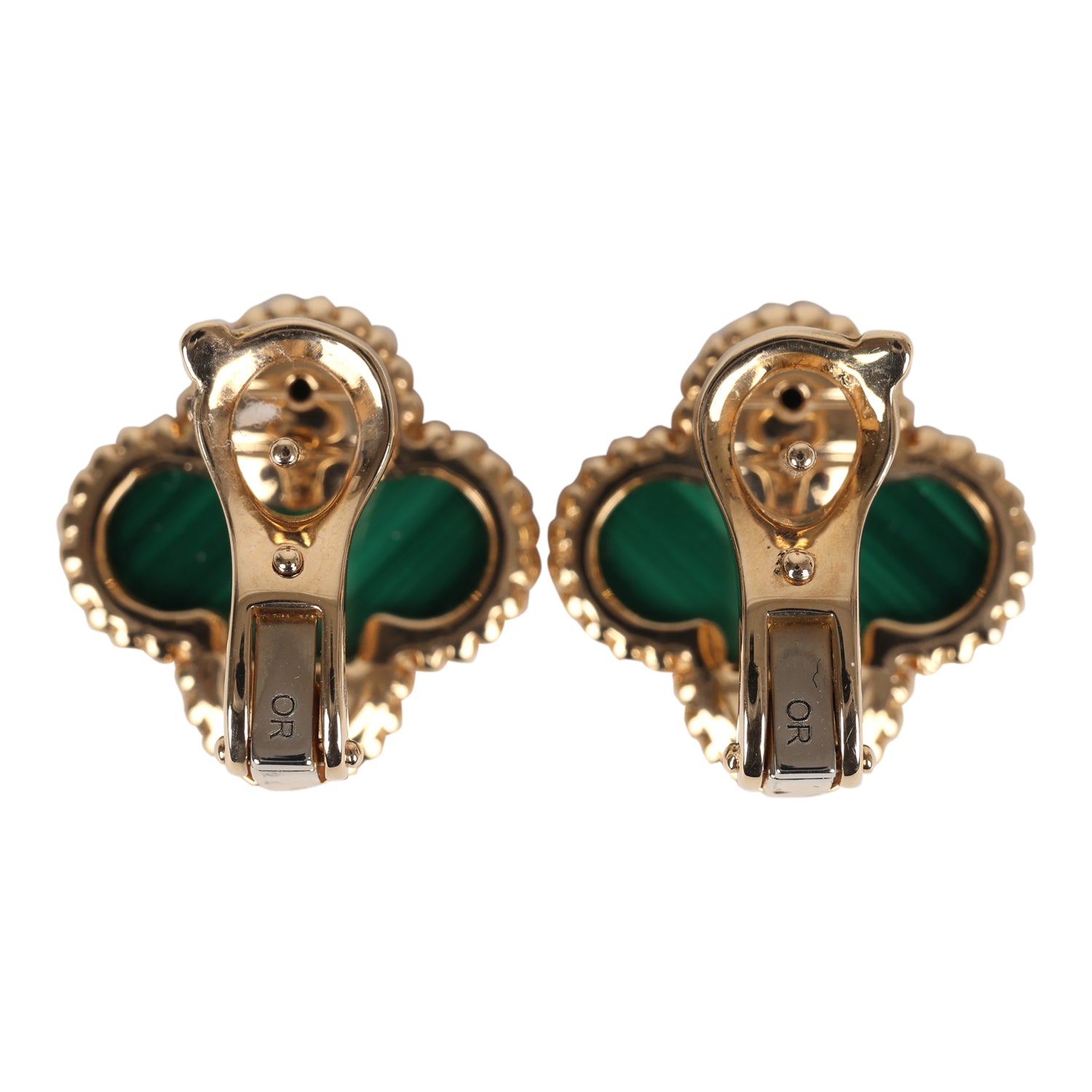 Van Cleef & Arpels Vintage Alhambra Motif Earrings Malachite 18K Yello