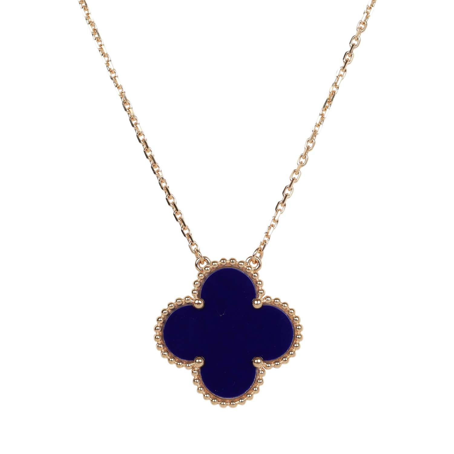 Van Cleef & Arpels Vintage Alhambra 18K Lapis Lazuli Pendant Necklace