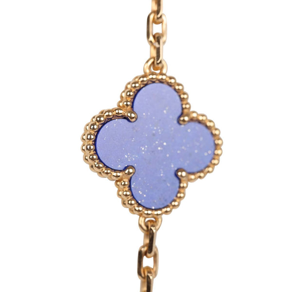 Van Cleef & Arpels Vintage Alhambra Diamond & Lapis 20 Motif Necklace