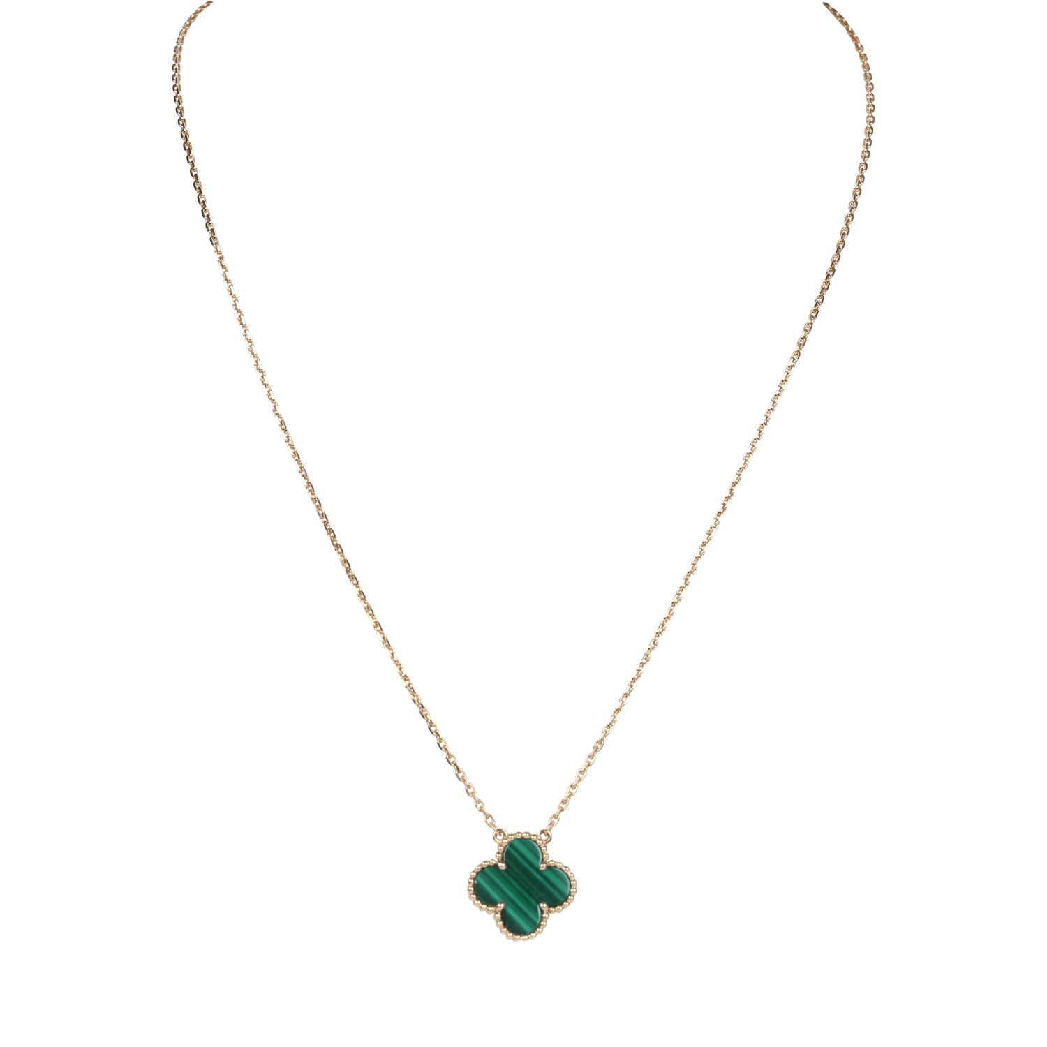 Van Cleef & Arpels Vintage Alhambra Motif Pendant Necklace Malachite 1