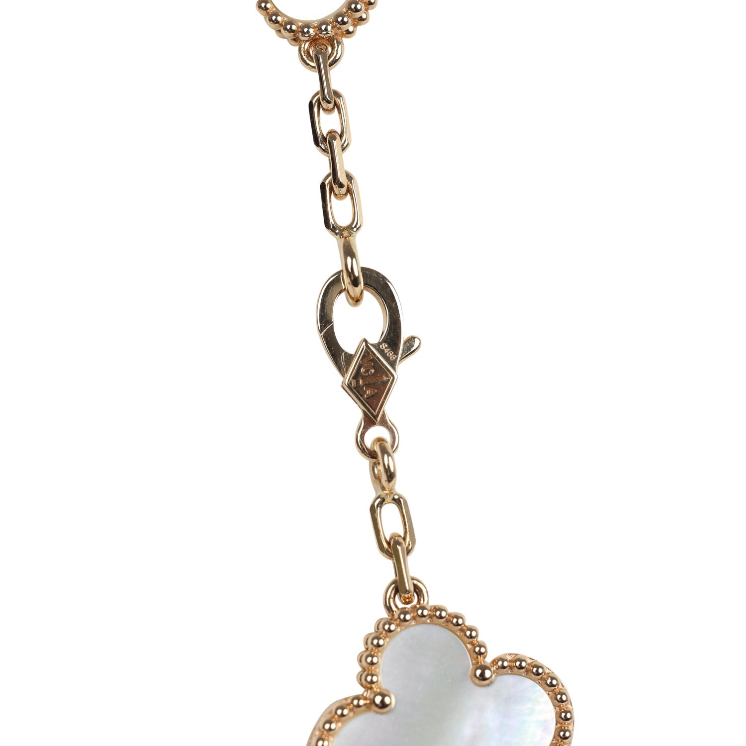 Van Cleef & Arpels Vintage Alhambra 10 Motif Necklace White Mother of