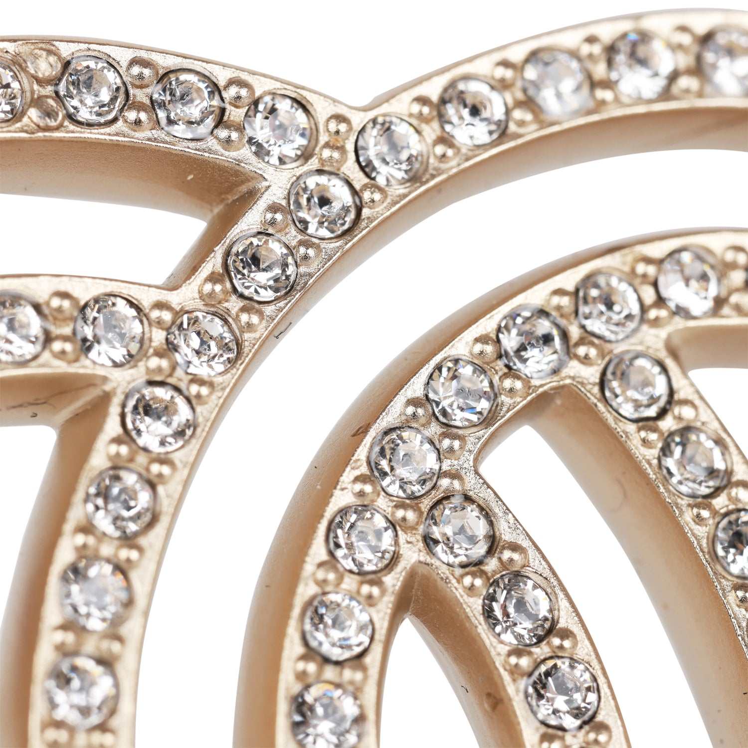 Chanel Crystal CC Gold Brooch