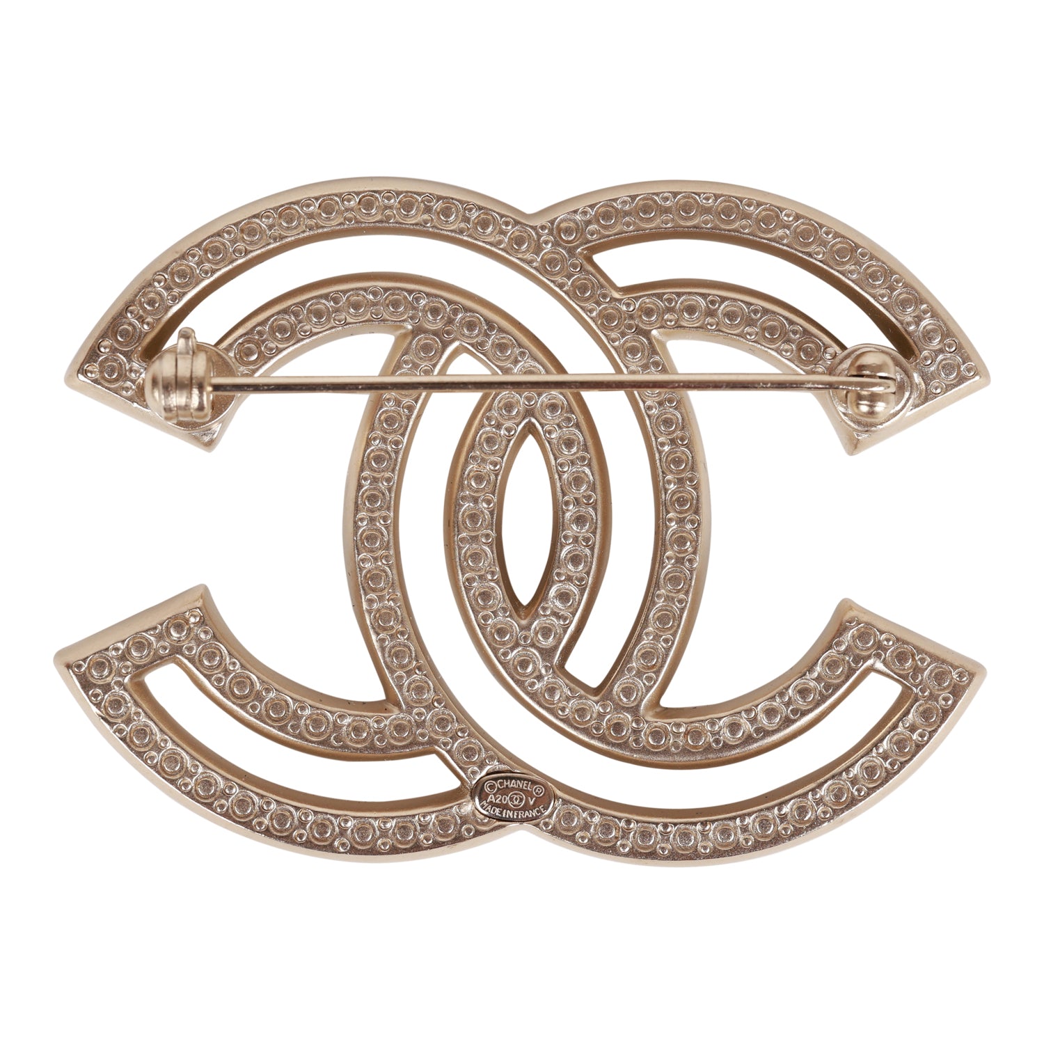 Chanel Crystal CC Gold Brooch