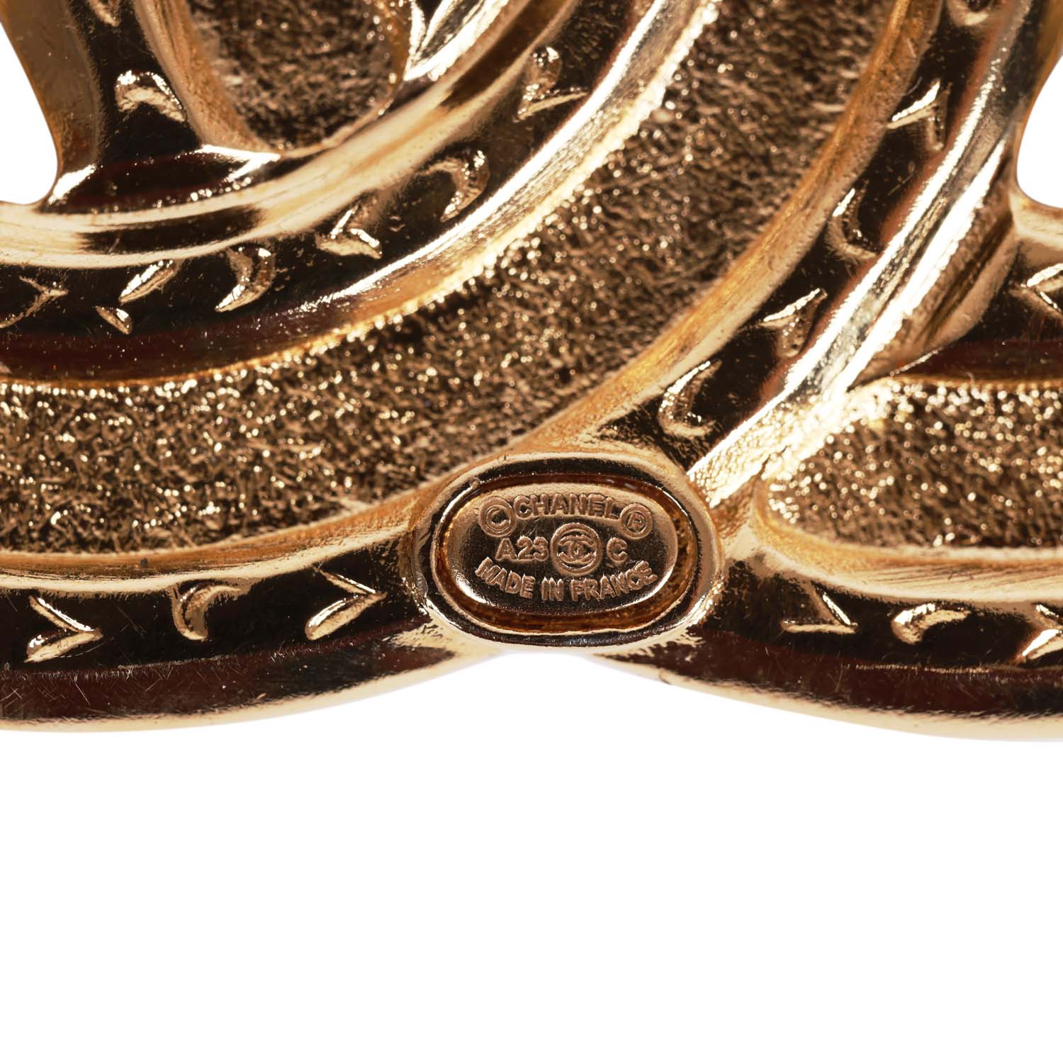 Chanel CC-Logo Gold Tone and Crystal Quilted Large Brooch