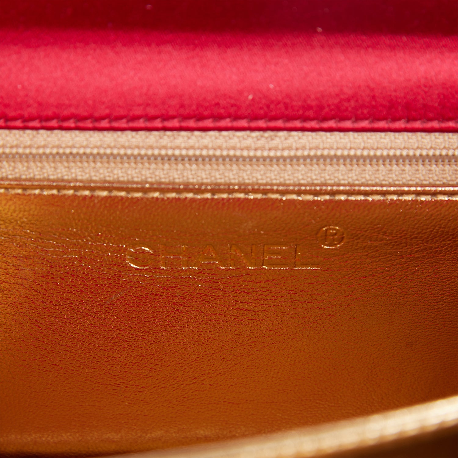 Vintage Chanel Mini Flap Bag Red Satin Gold Hardware
