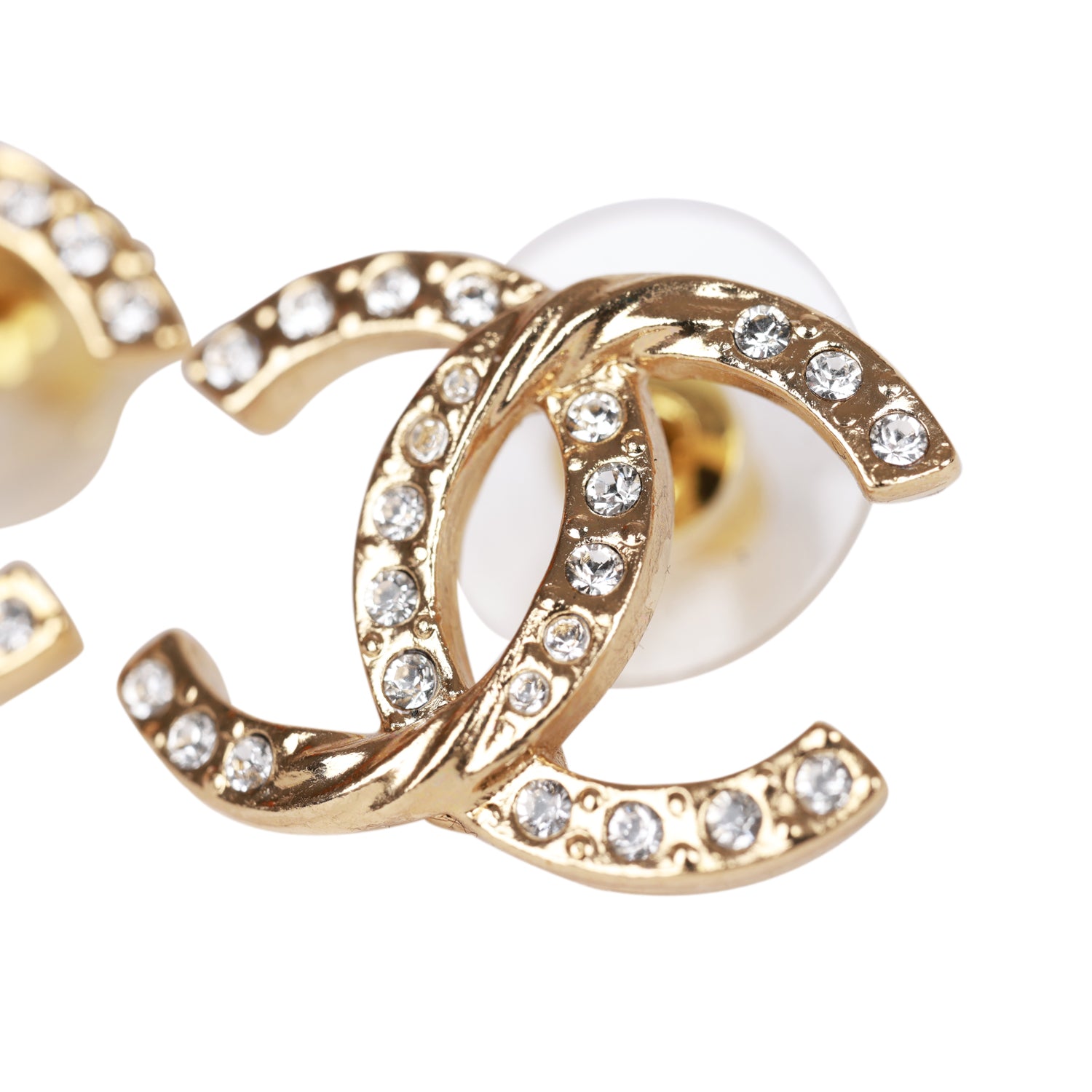 Chanel Gold Crystal Twist Boucle CC Earrings