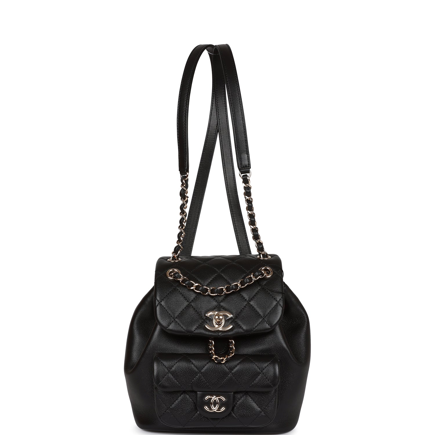 Chanel Small Duma Backpack Black Lambskin Light Gold Hardware