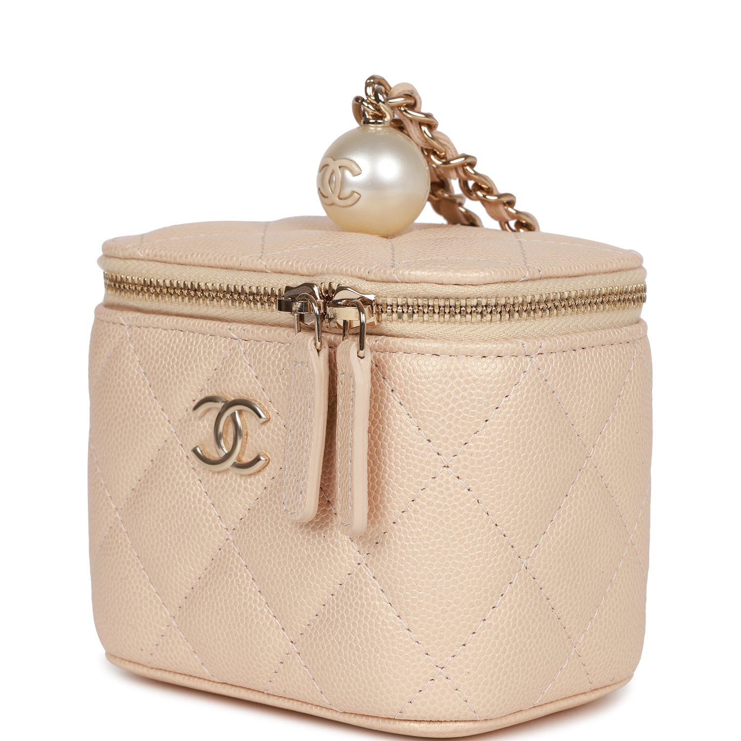 Products Chanel Mini Vanity Pearl Bag Beige Iridescent Caviar Light ...