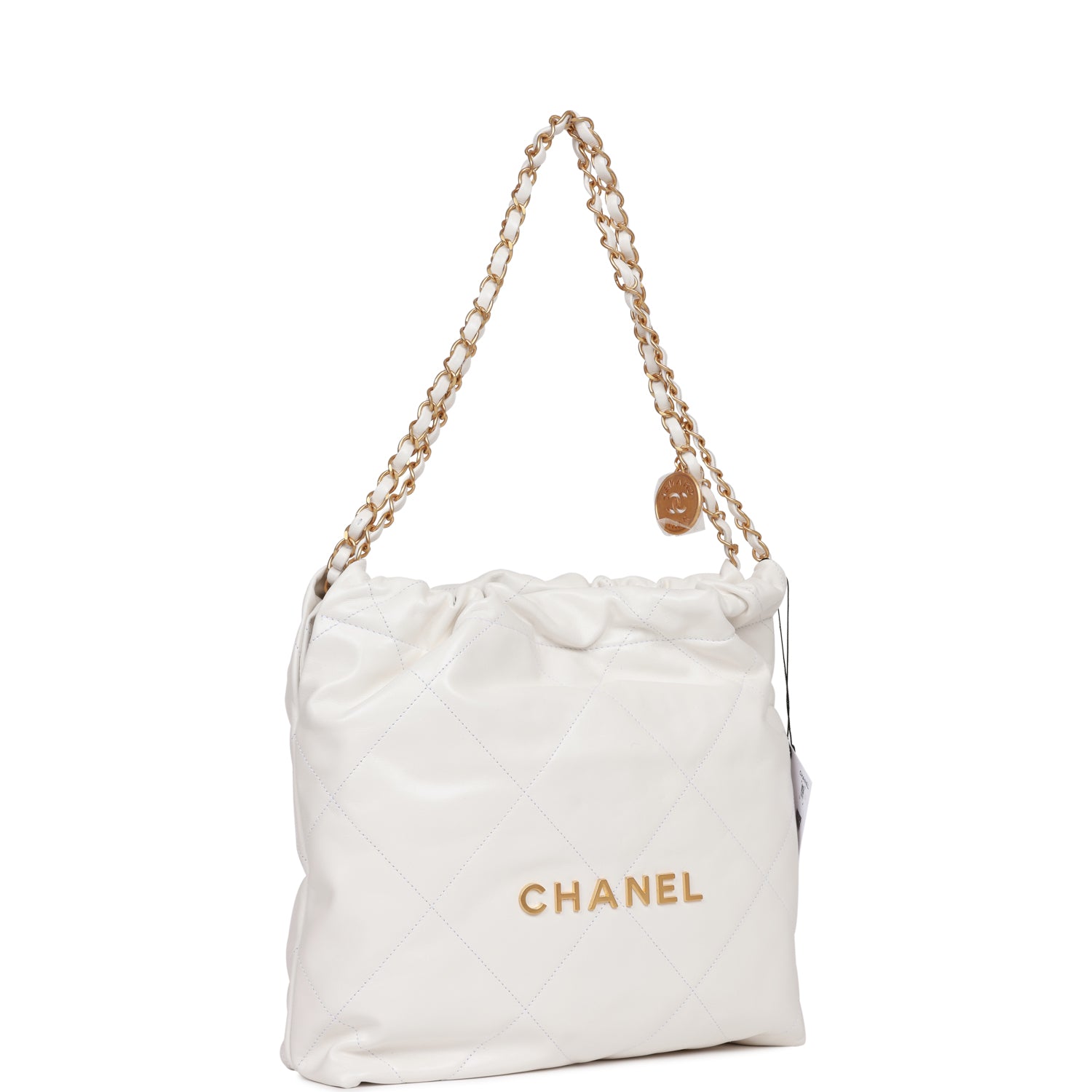 Chanel Small 22 Bag White Calfskin Gold Hardware