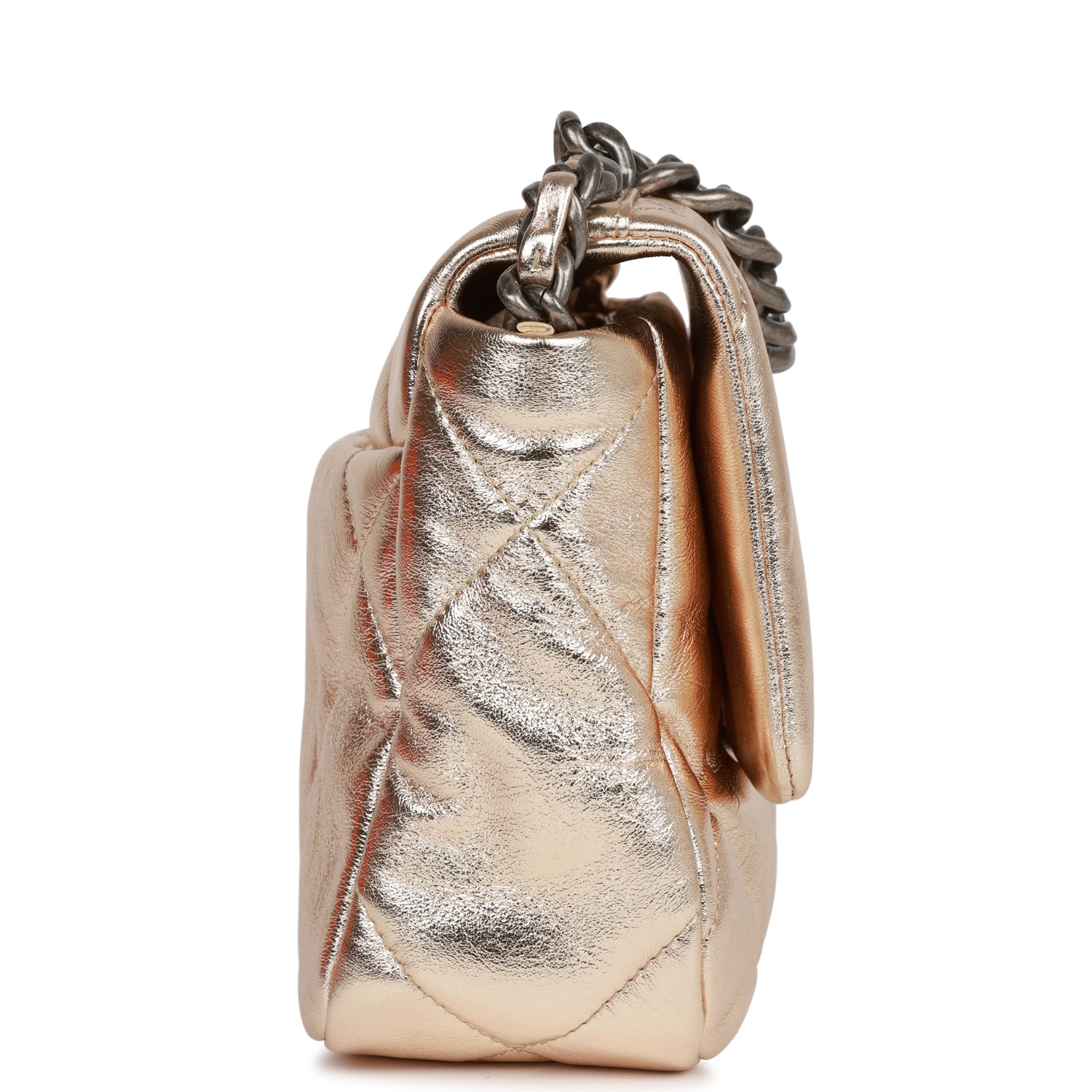 Chanel Medium 19 Flap Bag Gold Metallic Lambskin Mixed Hardware