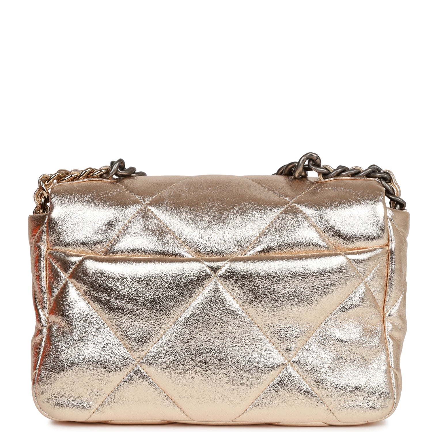 Chanel Medium 19 Flap Bag Gold Metallic Lambskin Mixed Hardware
