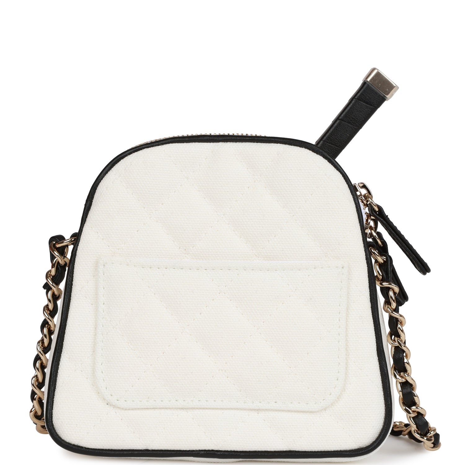 Chanel "Monte-Carlo" Mini Crossbody Tennis Bag White Canvas Light Gold