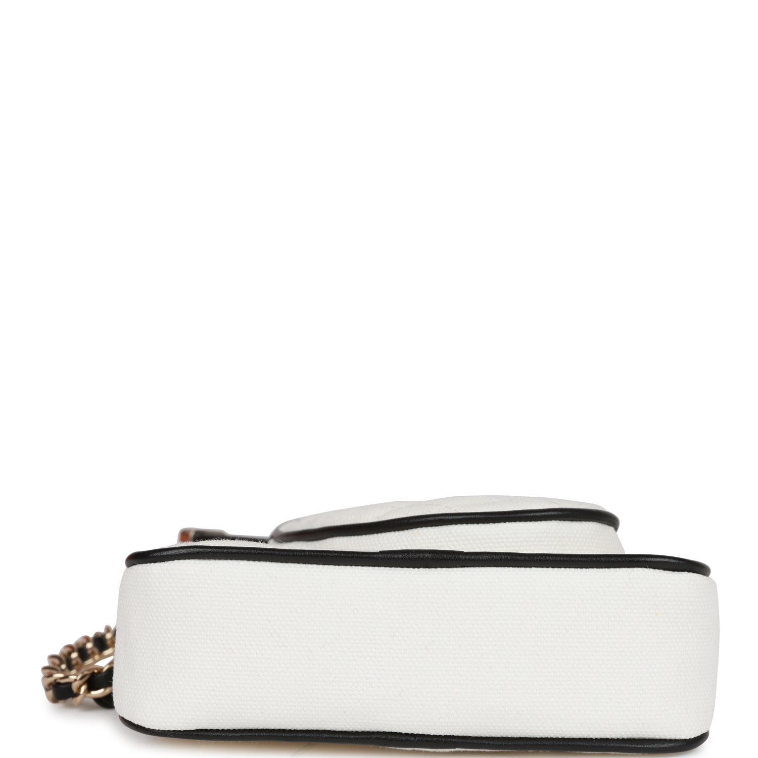 Chanel "Monte-Carlo" Mini Crossbody Tennis Bag White Canvas Light Gold