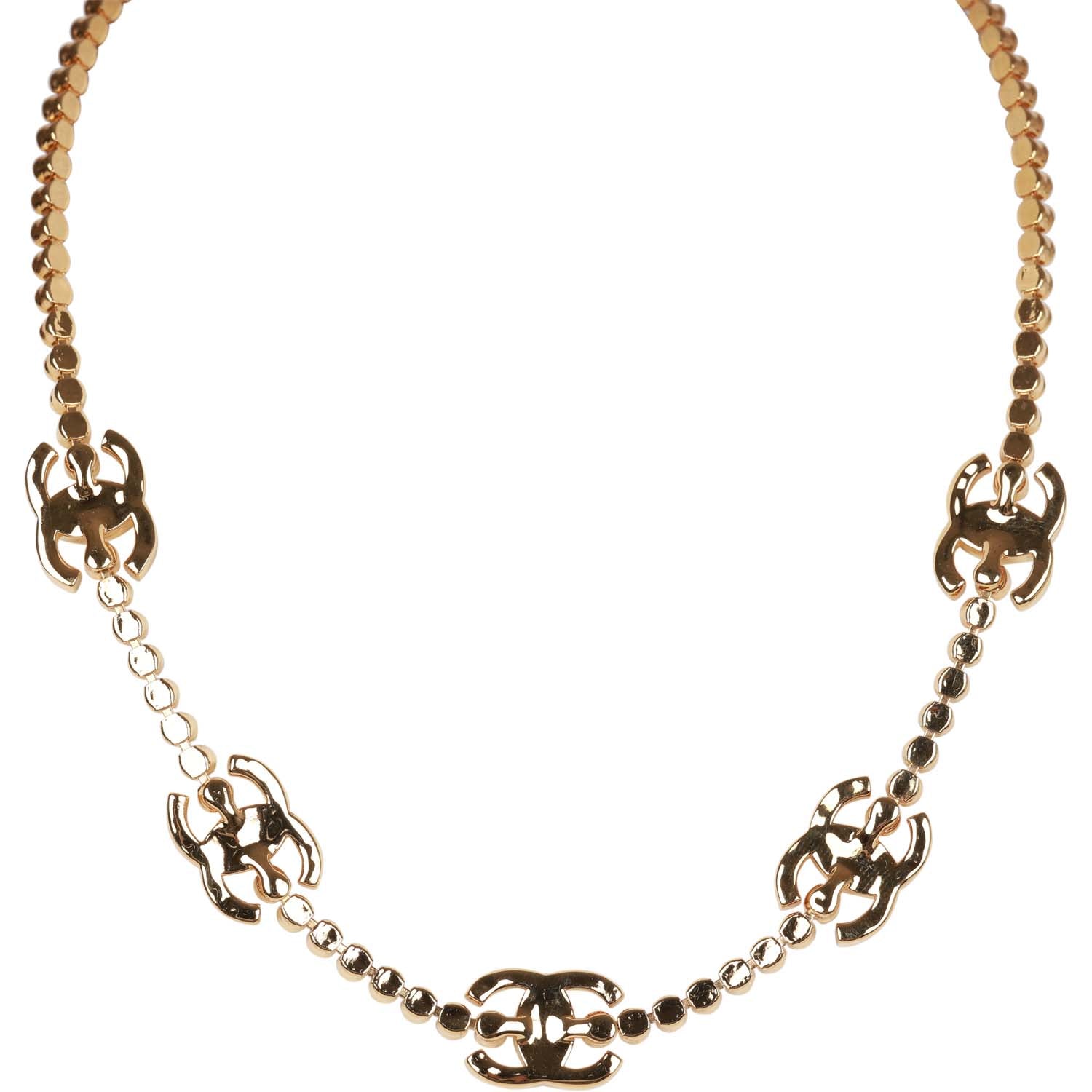 Chanel Faux Gold Crystal CC Choker Necklace