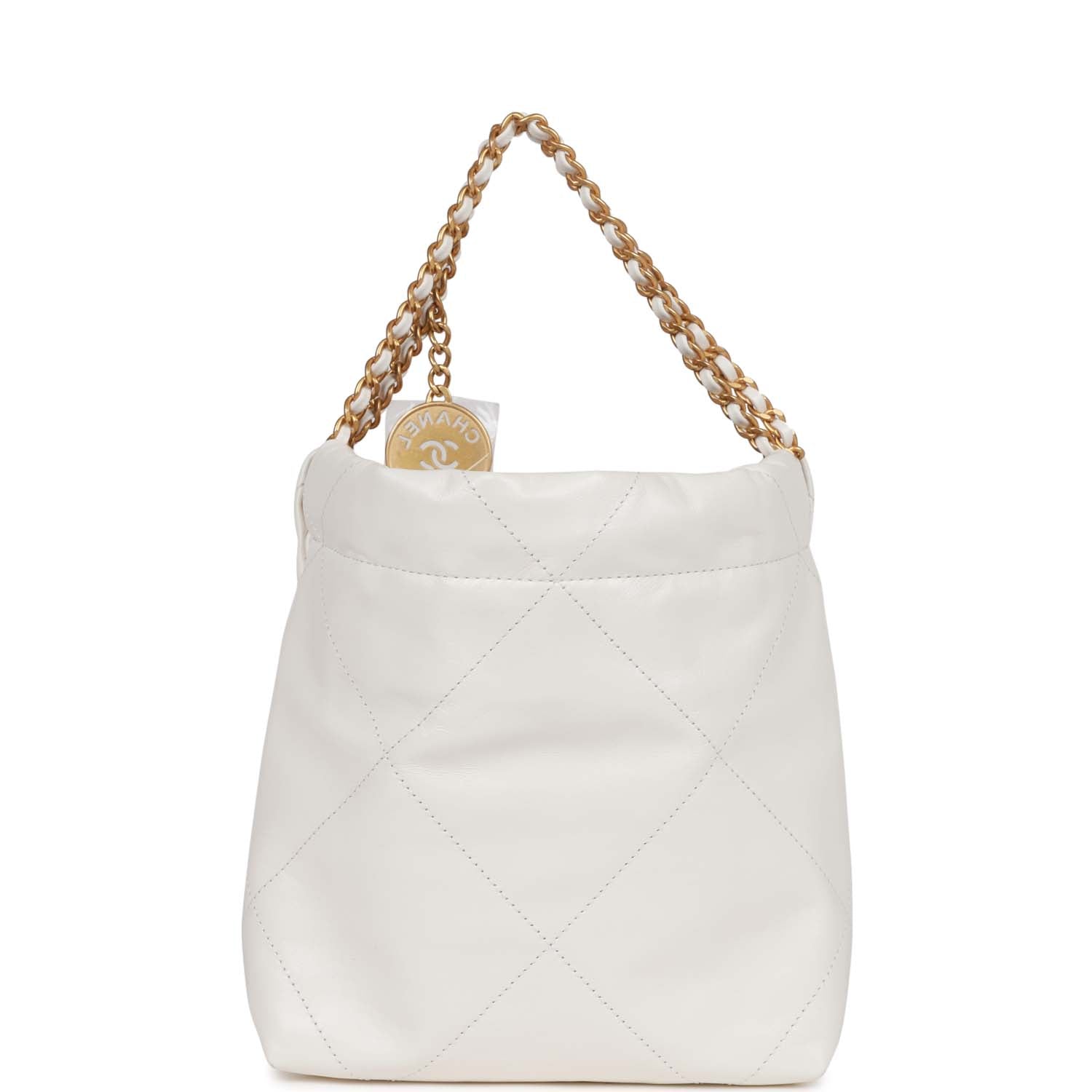 Chanel Mini 22 Bag White Calfskin Gold Hardware