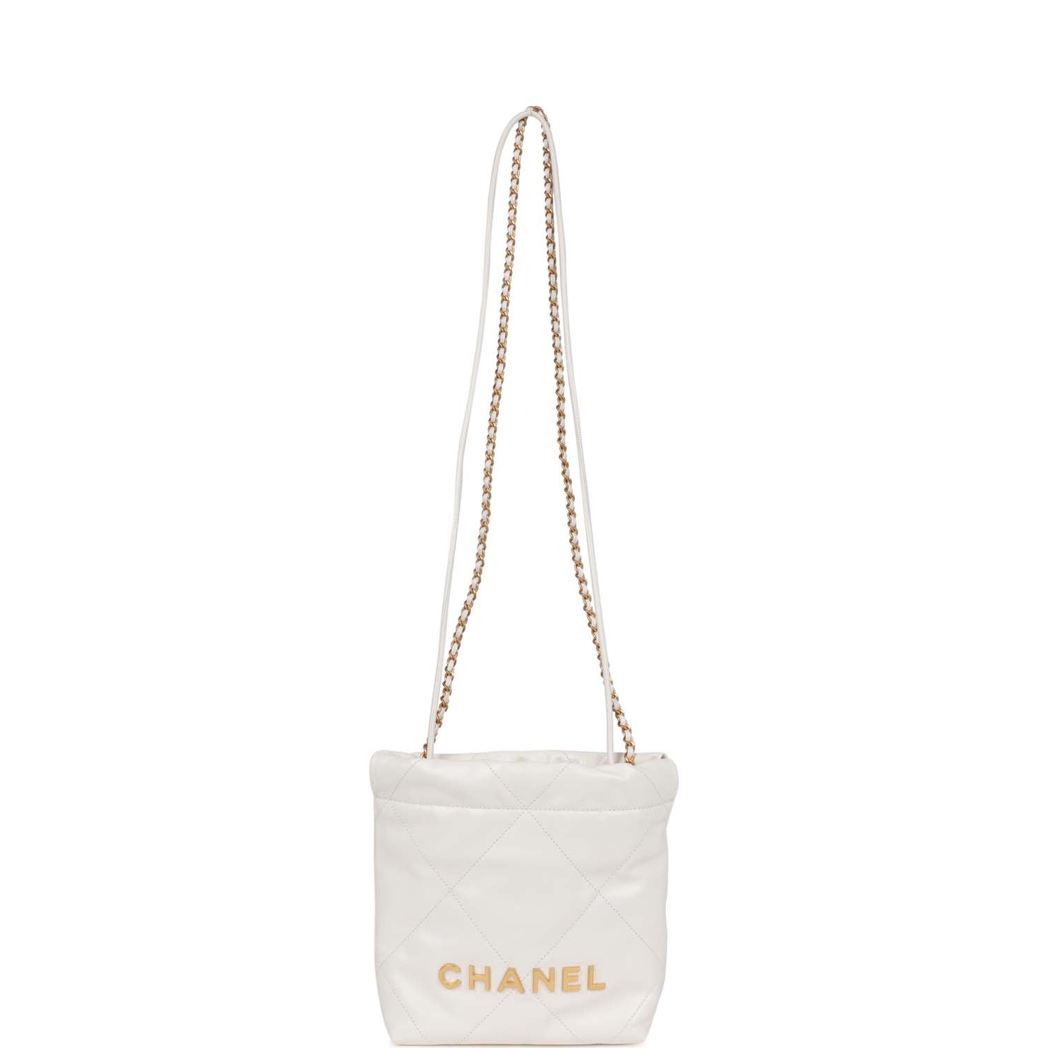 Chanel Mini 22 Bag White Calfskin Gold Hardware