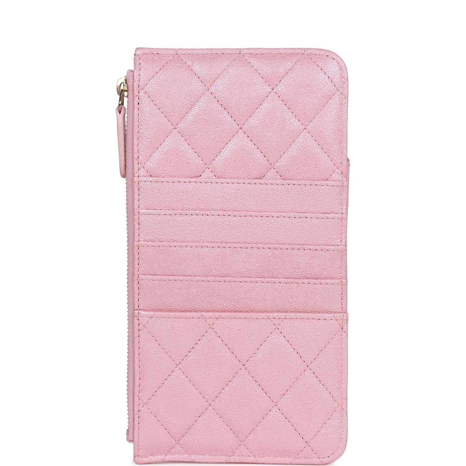 Chanel Classic Phone Case Pouch Wallet Iridescent Pink Caviar Light Go