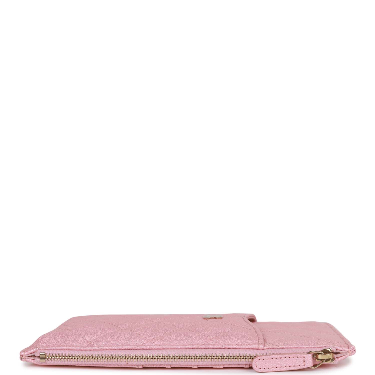 Chanel Classic Phone Case Pouch Wallet Iridescent Pink Caviar Light Go