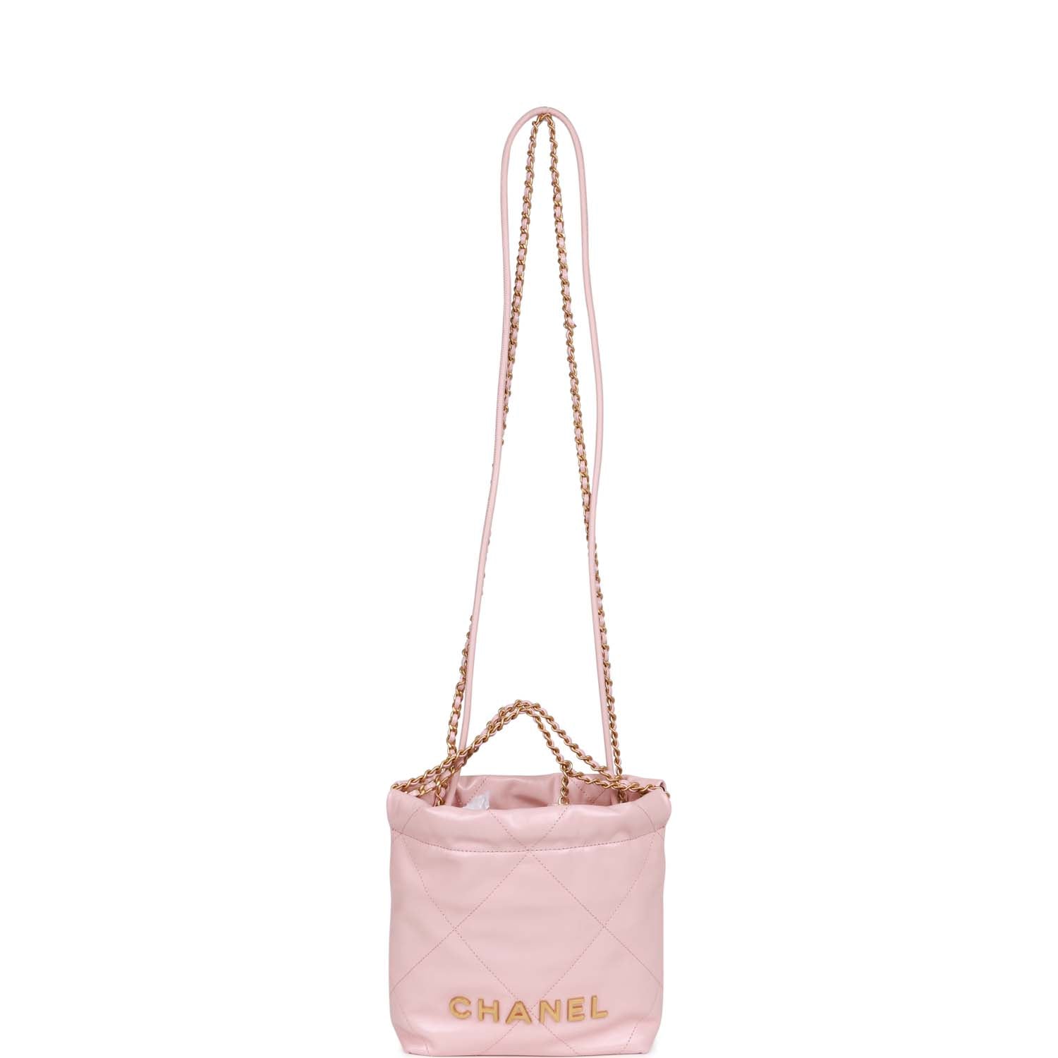 Chanel Mini 22 Bag Pink Calfskin Gold Hardware