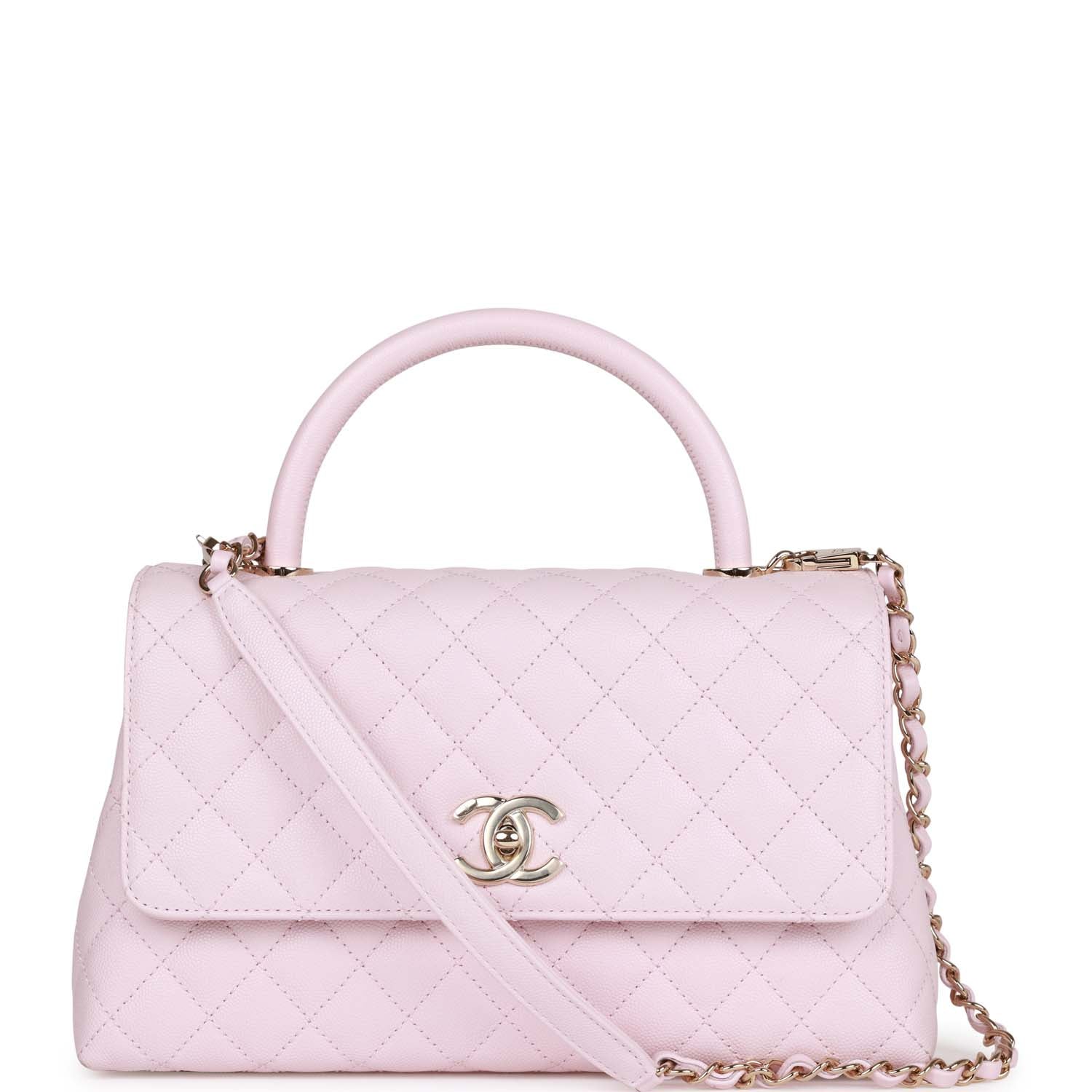 Chanel Medium Coco Handle Flap Light Pink Caviar Light Gold Hardware