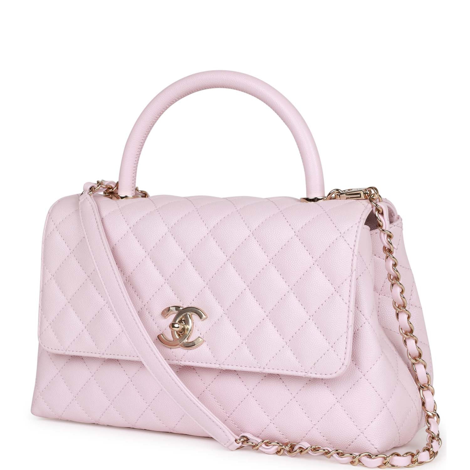 Chanel Medium Coco Handle Flap Light Pink Caviar Light Gold Hardware