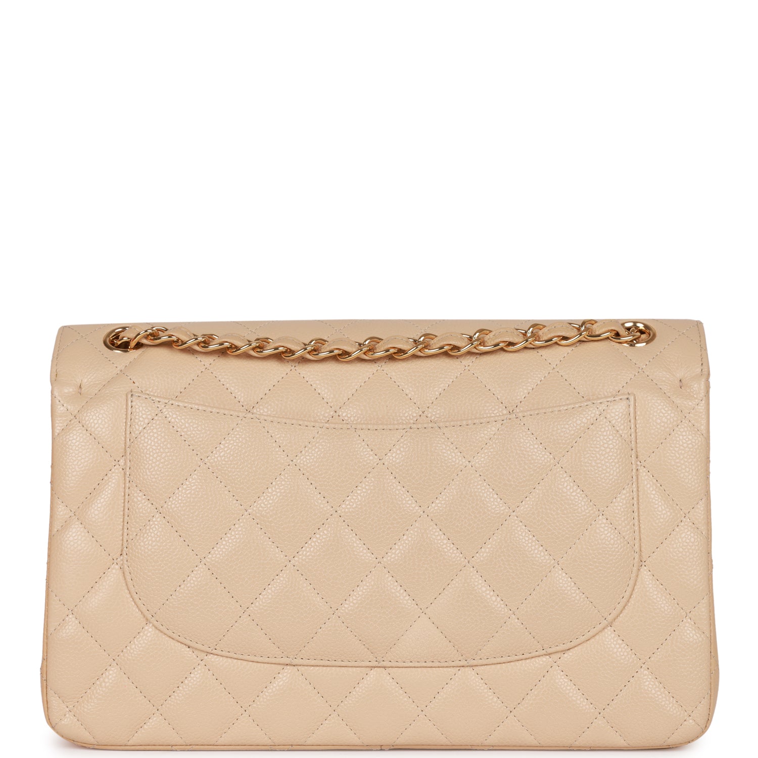 Chanel Beige Quilted Caviar Jumbo Classic Double Flap Bag