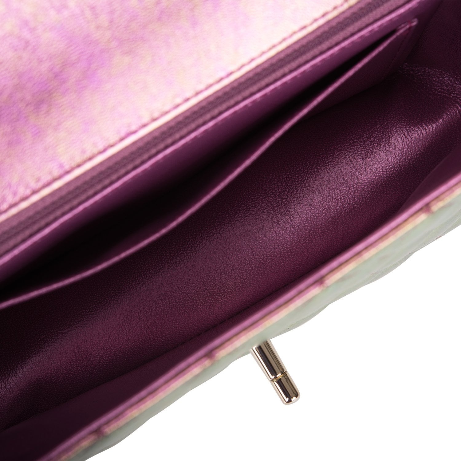 Chanel Mini Rectangular Flap Bag Purple Iridescent Lambskin Light Gold