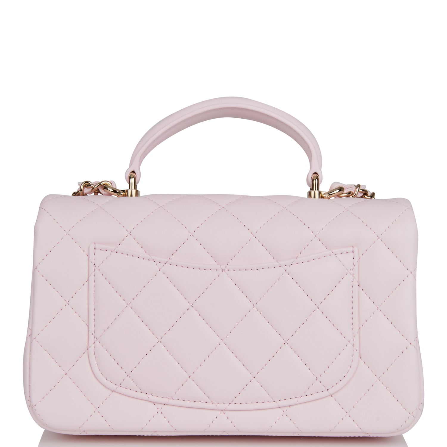 Chanel Light Pink Lambskin Rectangular Mini Flap Top Handle Light Gold ...