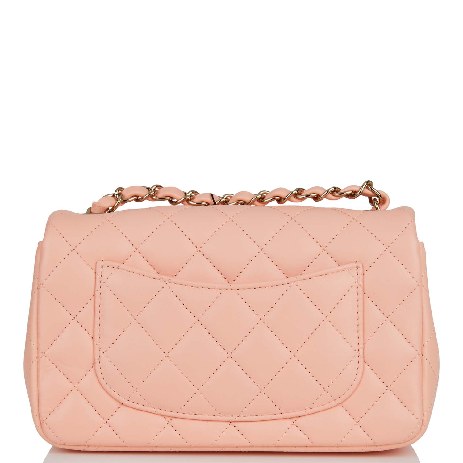Chanel Peach Lambskin Rectangular Mini Classic Flap Light Gold Hardware