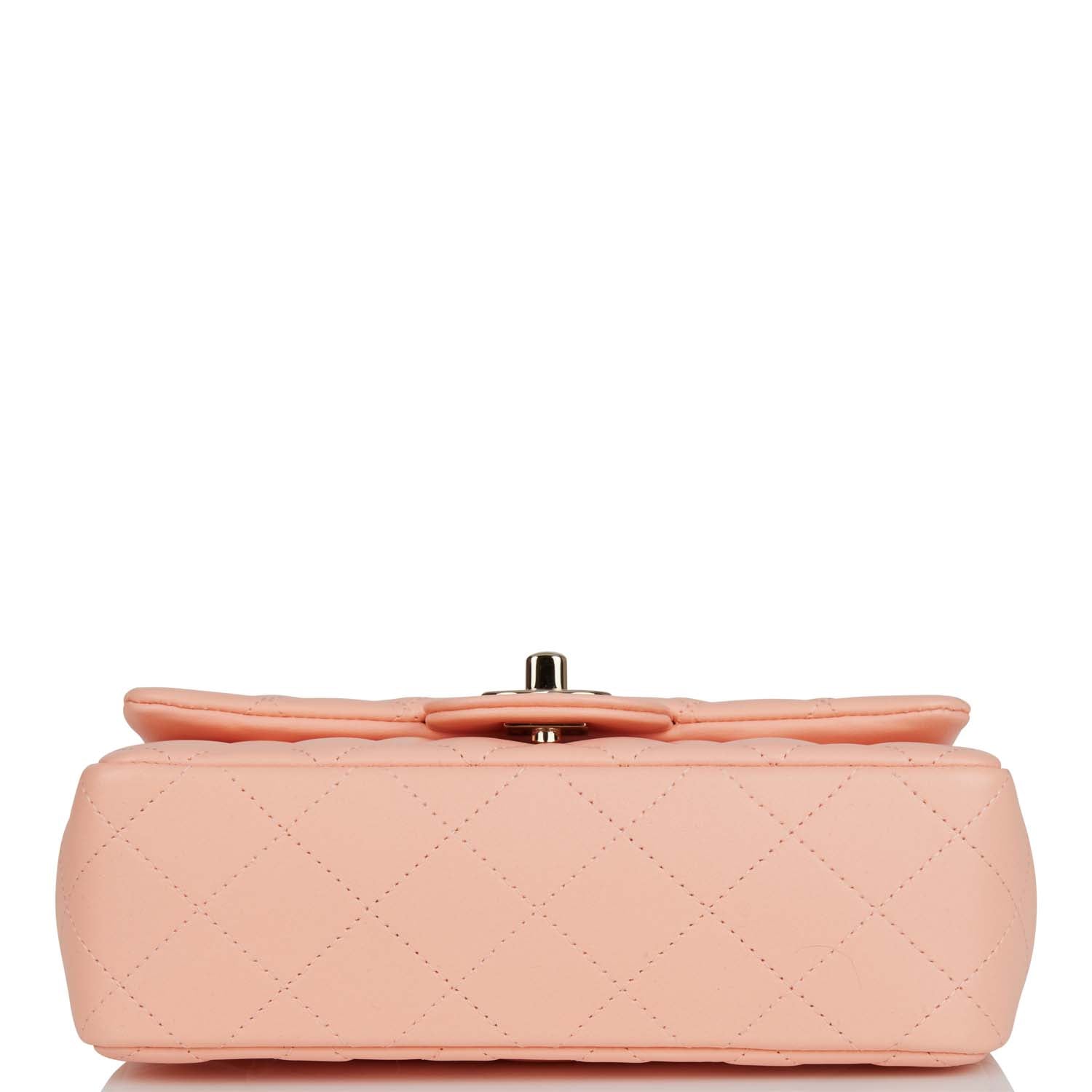 Chanel Peach Lambskin Rectangular Mini Classic Flap Light Gold Hardware