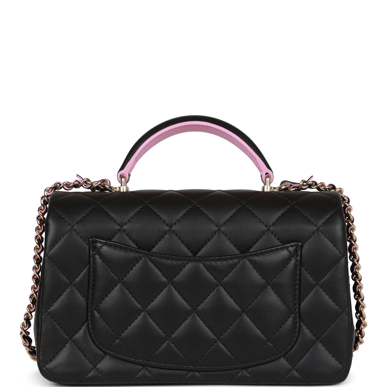 Chanel Mini Rectangular Black and Pink Quilted Lambskin Flapbag GHW