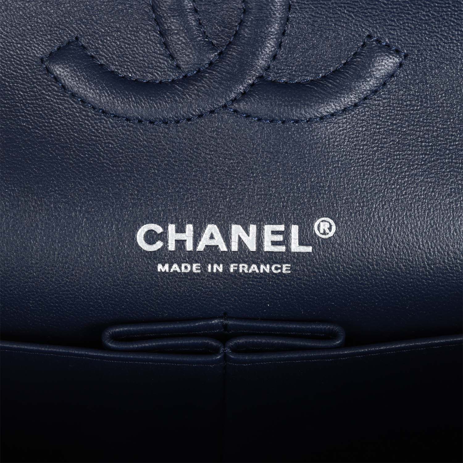 Chanel Navy Tweed Medium Classic Double Flap Bag Silver Hardware