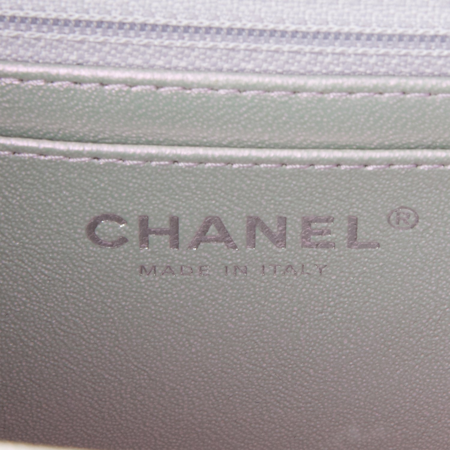 Chanel Mini Rectangular Flap Bag Purple Iridescent Quilted Lambskin Si