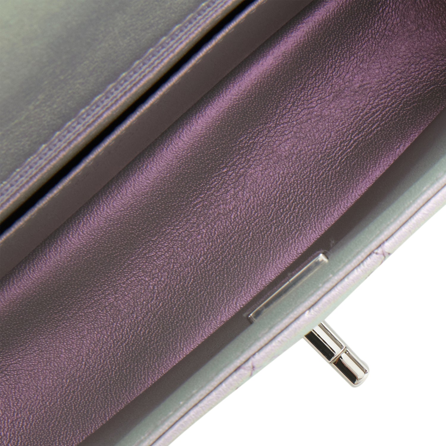 Chanel Mini Rectangular Flap Bag Purple Iridescent Quilted Lambskin Si