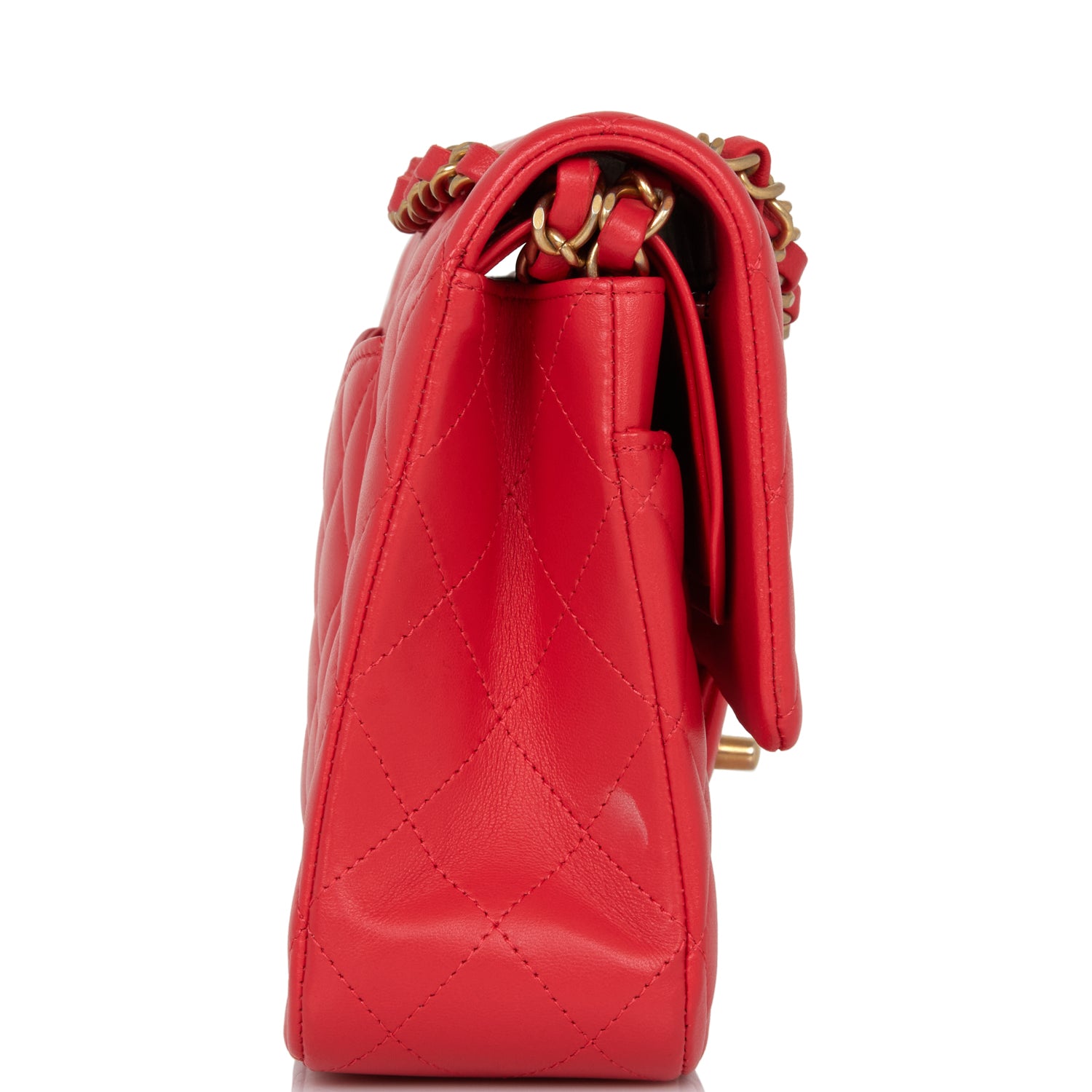 Chanel Red Quilted Lambskin Medium Classic Double Flap Bag