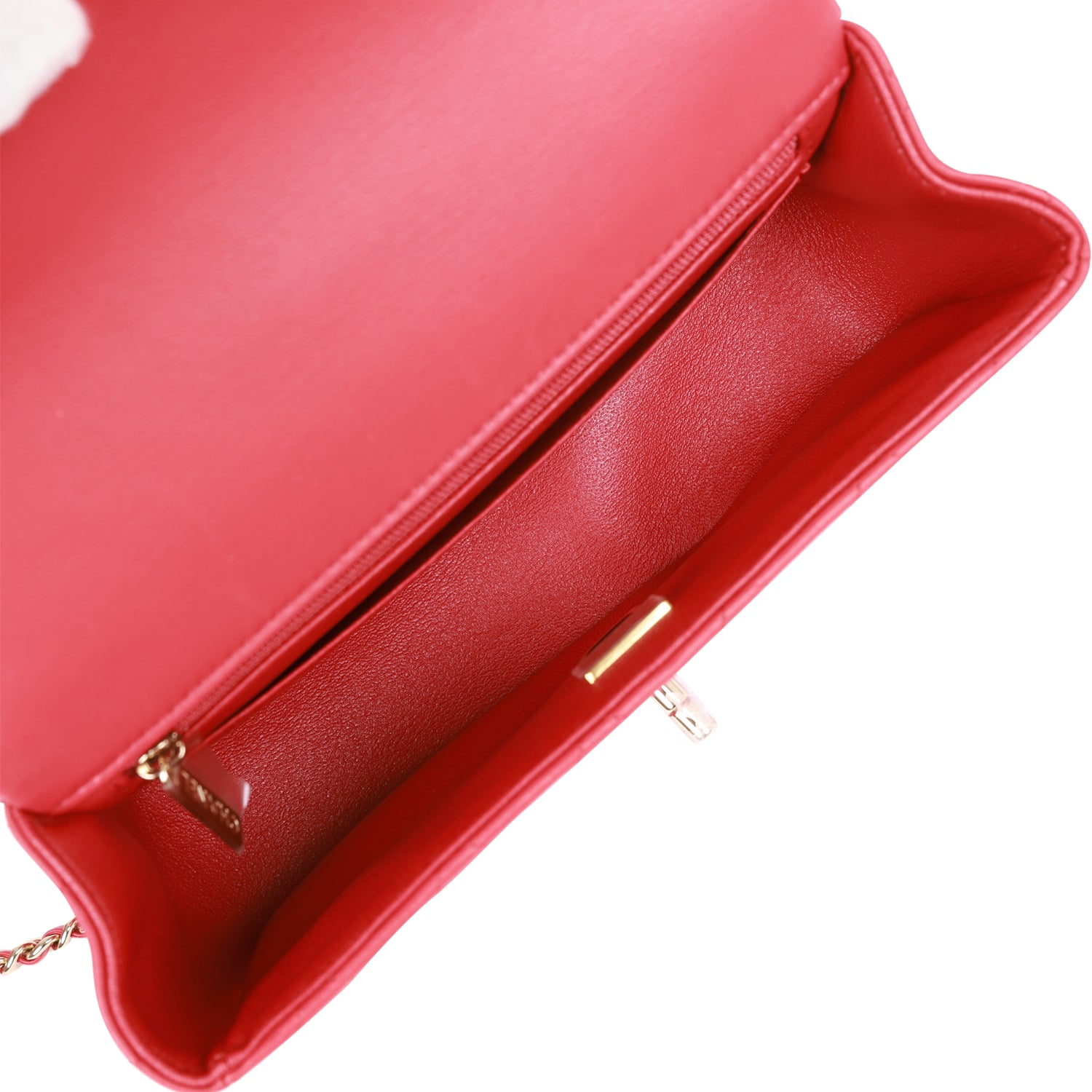 Chanel Mini Rectangular Flap Bag with Top Handle Red Lambskin Light Go