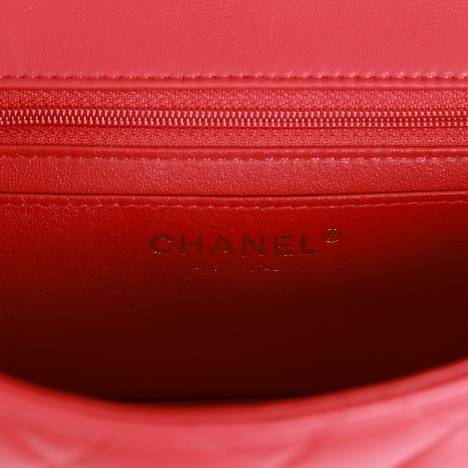 Chanel Red Lambskin Rectangular Mini Flap Top Handle Light Gold Hardware
