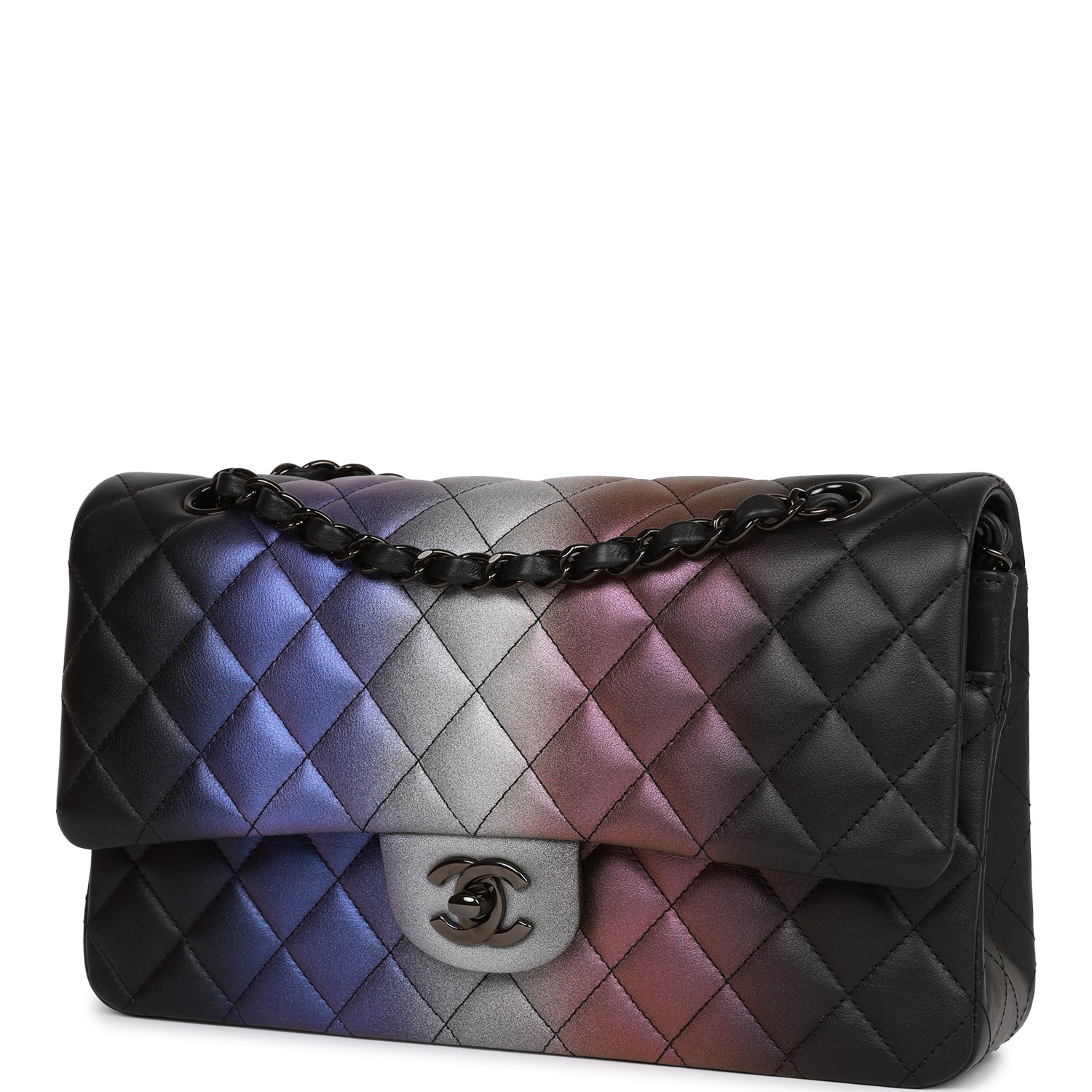 Pre-owned Chanel Medium Classic Double Flap Bag Multicolor Iridescent