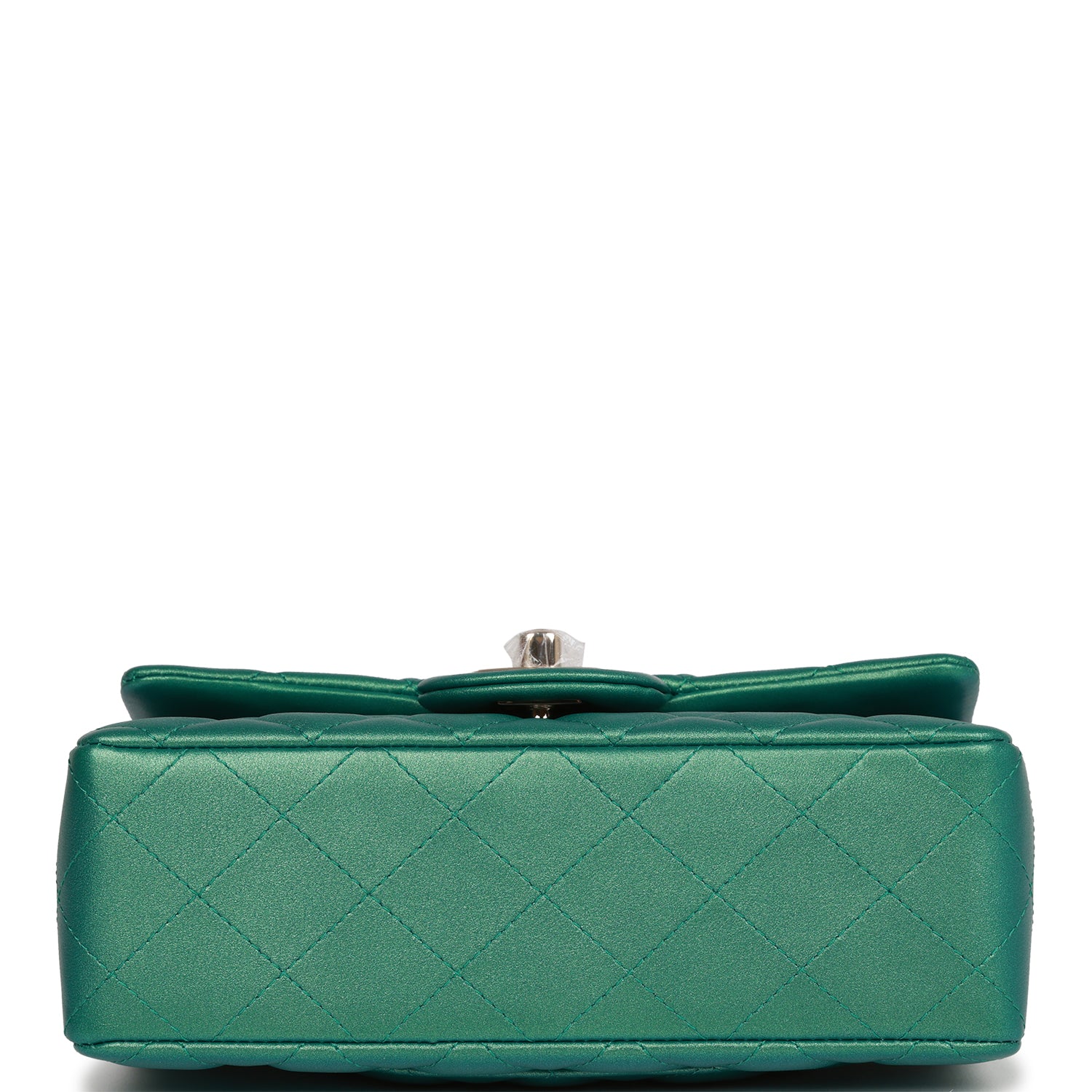 Chanel Green Lambskin Rectangular Mini Classic Flap Light Gold Hardware