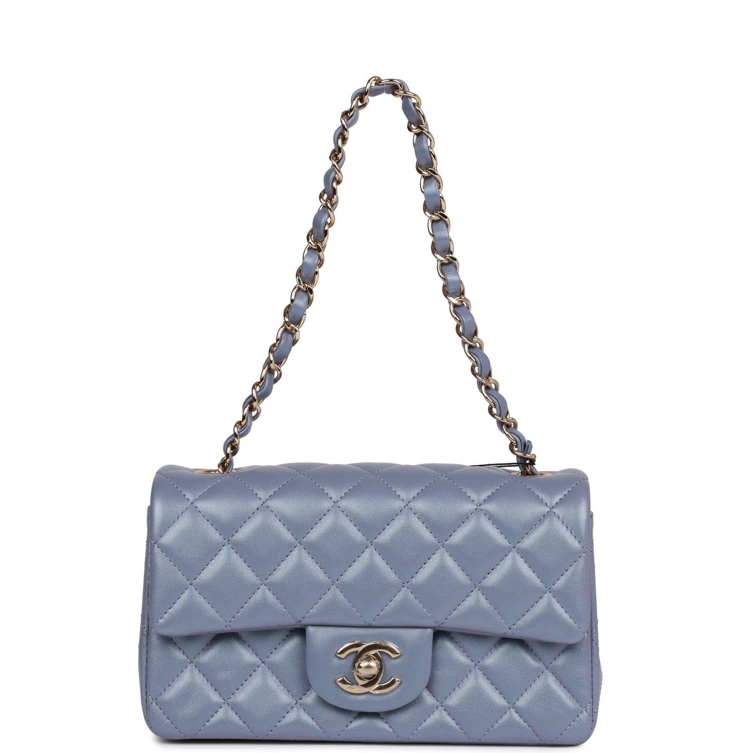 Chanel Mini Rectangular Flap Bag Light Purple Iridescent Quilted Lambs