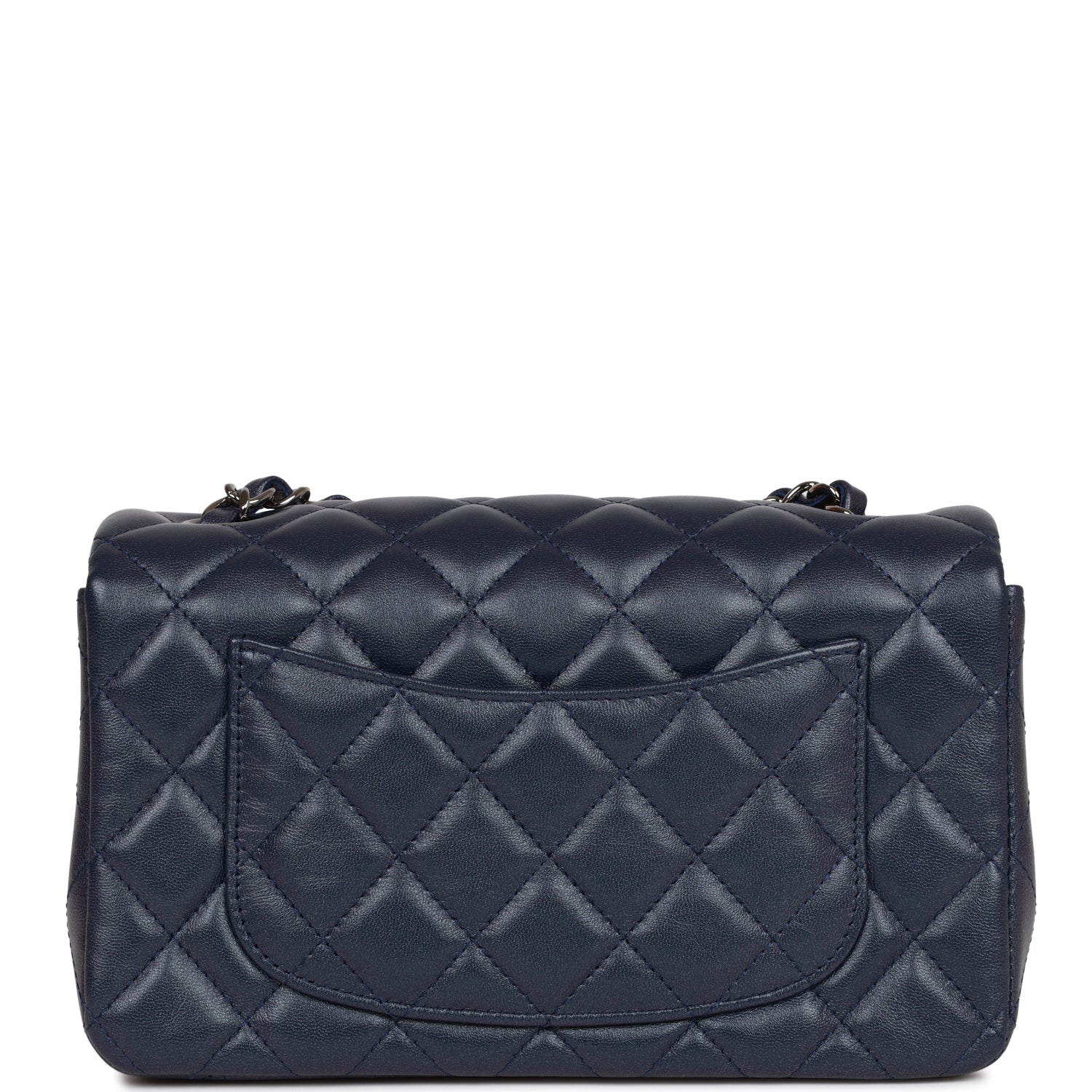 Chanel Navy Lambskin Rectangular Mini Classic Flap Light Gold Hardware