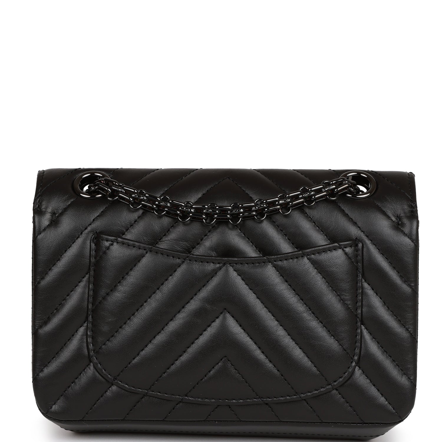 Chanel Mini Reissue 2.55 SO Black Chevron Calfskin Black Hardware