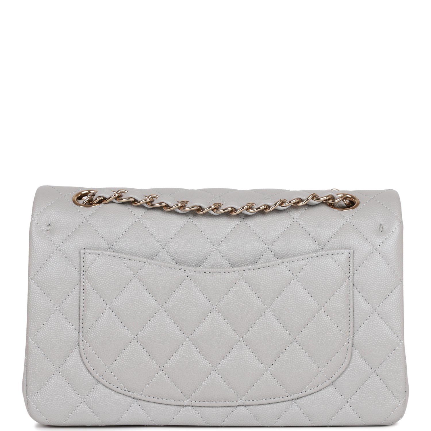 Chanel Grey Caviar Small Classic Double Flap Bag Light Gold Hardware