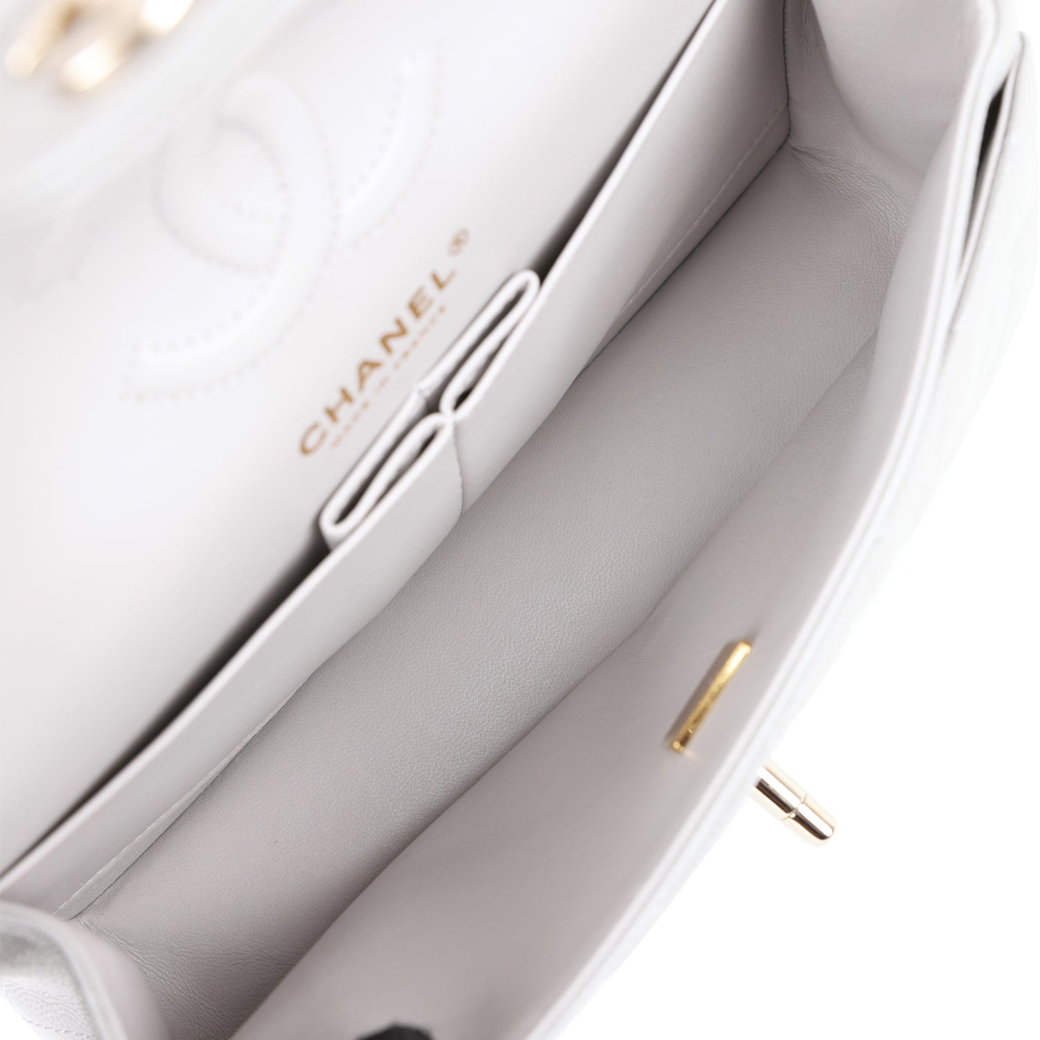 Chanel Grey Caviar Small Classic Double Flap Bag Light Gold Hardware