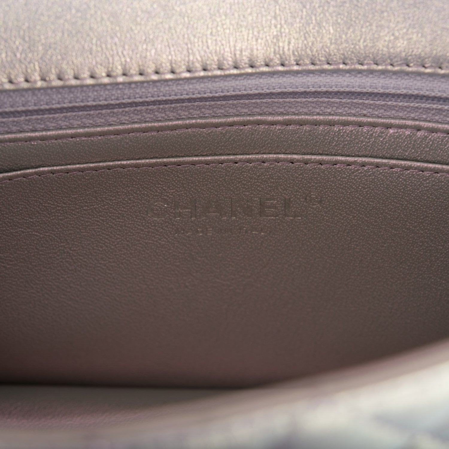 Chanel Mini Rectangular Flap Bag Purple Iridescent Quilted Lambskin Si